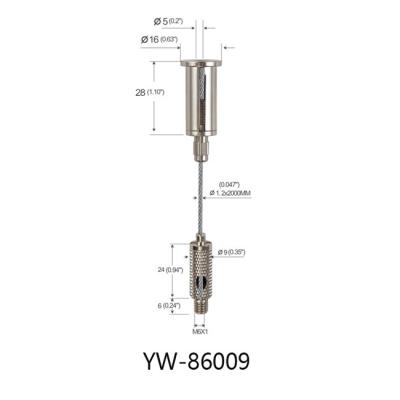 Cina sistema di illuminazione sospeso 1.2mm del cavo YW86006 d'ottone nichelato in vendita