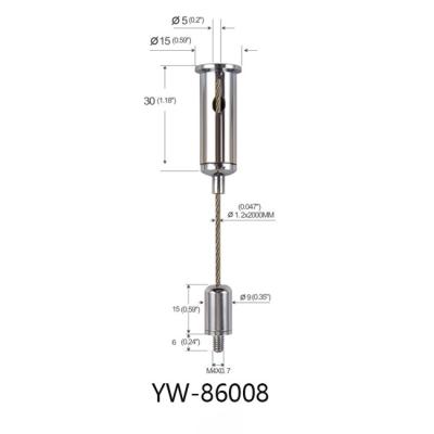 Cina sistema di illuminazione sospeso 1.2mm del cavo YW86006 d'ottone nichelato in vendita