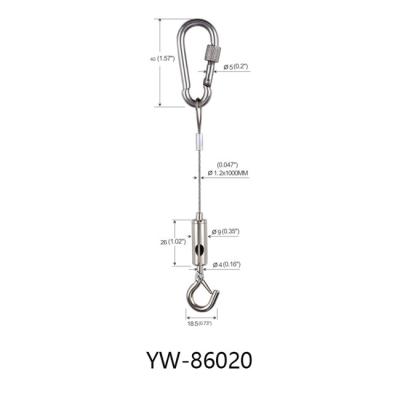 中国 安全YW86016のための1.2*250mmのステンレス鋼 ワイヤー ロープ締縄およびアイレット付属品 販売のため