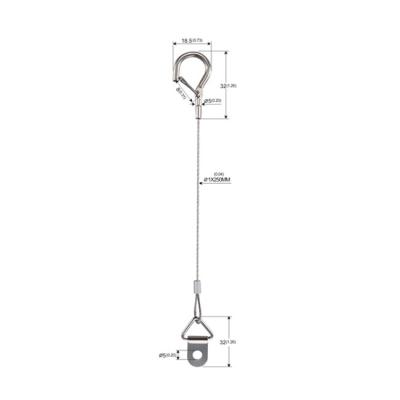 China 250mm Galvanized Wire Rope Sling With Triangle Ring And Die Cast Hook YW86539 for sale