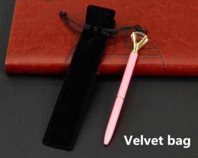 China Metal Material and Ballpoint Pen Type diamond top pen with Velvet Bag package for sale