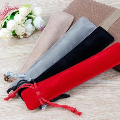 China Flannel pen bag thickened flocked pen bag double-sided flannel pen bag DrawString pen bag for sale