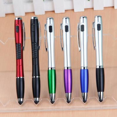 China 3IN1 LED light promotional plastic pen with touch screen phone gift ball point pen for sale