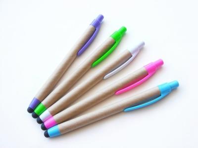 China High Quality Eco Recycle Paper Barrel Ball Pen with stylus for sale