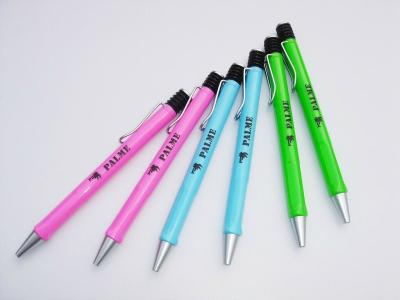 China gift customized logo slim plastic ball pen with metal clip for sale