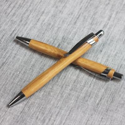 China Click action writing instruments wood Bamboos pole promotional pen for sale