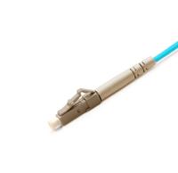 China Aqua LSZH / PVC Jacket LC Multimode OM3 Simplex Fiber Optic Data Cable for sale