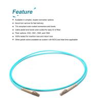 China Aqua LSZH / PVC Jacket LC Multimode OM3 Simplex Fiber Optic Data Cable for sale