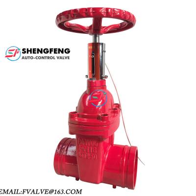 China BS PN16 ductile iron rising stem Groove DN100 GGG50 Fire signal gate valve for sale