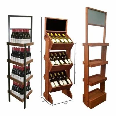 China Versatile Beverage Wooden Display Stands Plywood Rotating Wooden Shelf Customized for sale