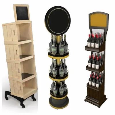 China Versatile Beverage Wooden Display Stands Plywood Rotating Wooden Shelf Customized for sale