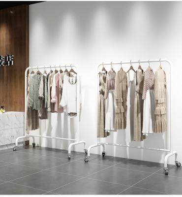 China Rolling Commercial Clothing Display Racks 200MM Retail Garment Rack for sale