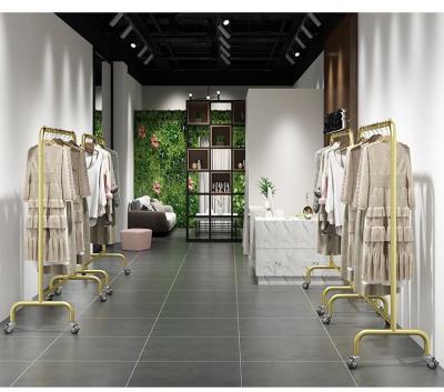 China Rolling Commercial Clothing Display Racks 200MM Retail Garment Rack for sale