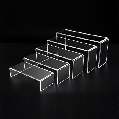 China 5pcs Acrylic Display Stands Pedestal U Shape Clear Acrylic Shelf Riser Showcase for sale
