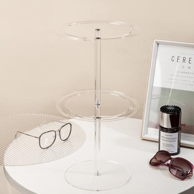 China Elegant 2 Layers Sunglasses Display Stand Rack 360 Degree Rotating Glasses Holder for sale