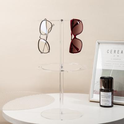 China Elegant 2 Layers Sunglasses Display Stand Rack 360 Degree Rotating Glasses Holder for sale