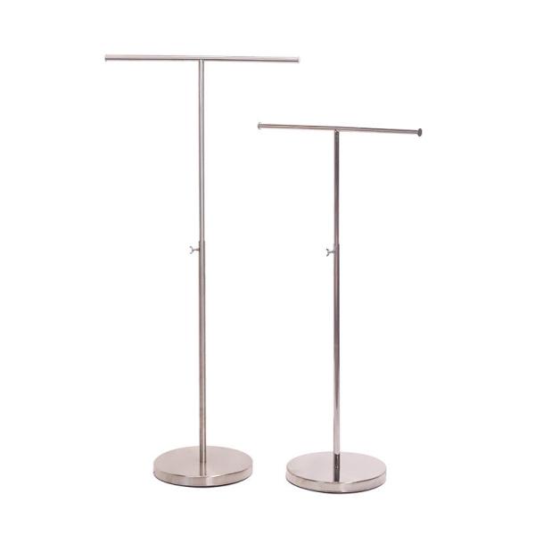 Quality T Shape Metal Retail Display Round Base Adjustable Height SS Display Rack For for sale