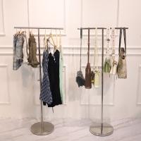 Quality T Shape Metal Retail Display Round Base Adjustable Height SS Display Rack For for sale