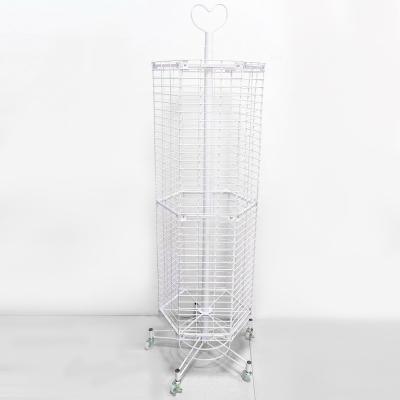 China Supermarket Metal Mesh Shelves Rotating Heavy Duty Shelving On Casters 134cm for sale
