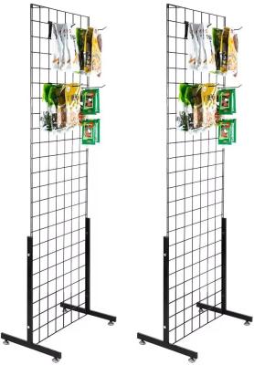 China Customized Black Metal Wire Display Racks Hanging Hook Metal Grid Display Rack for sale