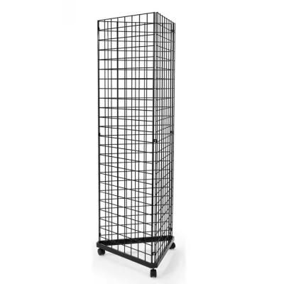 China Customized Black Metal Wire Display Racks Hanging Hook Metal Grid Display Rack for sale