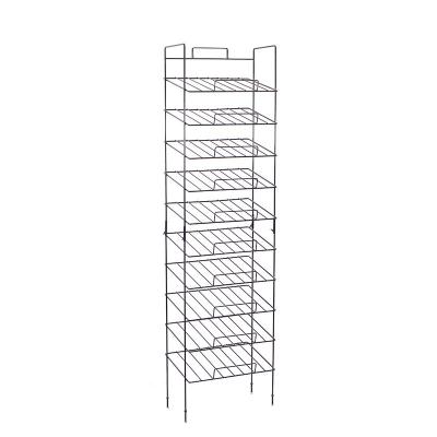 China Customized Black Metal Wire Display Racks Hanging Hook Metal Grid Display Rack for sale