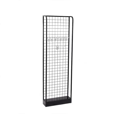 China Customized Black Metal Wire Display Racks Hanging Hook Metal Grid Display Rack for sale
