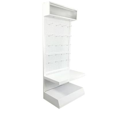 China LED Light Shop Display Units Header Hanging Pegboard Metal Display Rack for sale