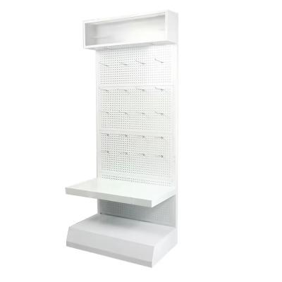 China LED Light Shop Display Units Header Hanging Pegboard Metal Display Rack for sale