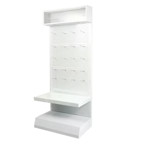 Quality LED Light Shop Display Units Header Hanging Pegboard Metal Display Rack for sale