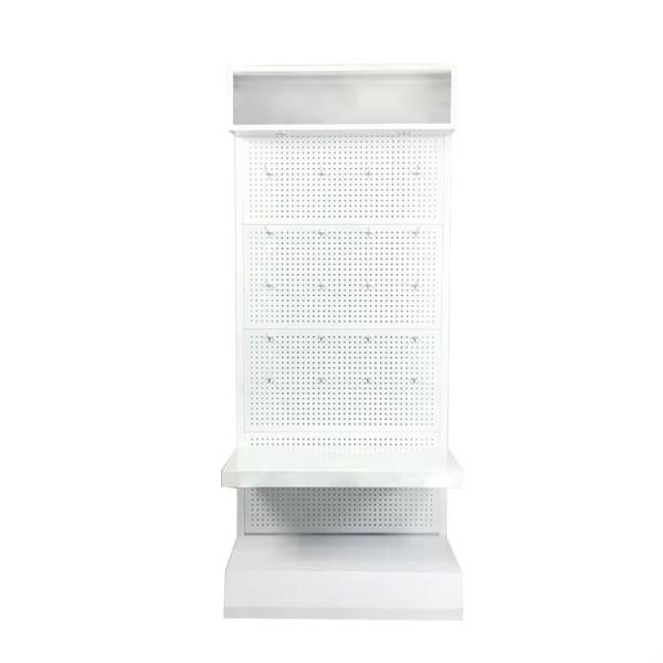Quality LED Light Shop Display Units Header Hanging Pegboard Metal Display Rack for sale