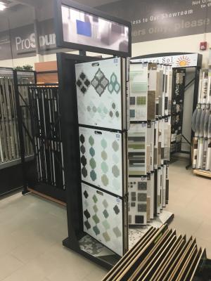 China Alone Tile Display Stand Custom Ledger Wing Rack Display Flip Page Style for sale