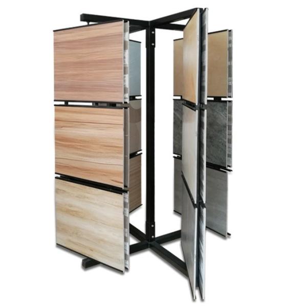 Quality Metal Floor Tile Display Rack Freestanding Rotating Tile Display Holder Matt Black for sale