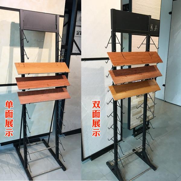 Quality Double Sided Tile Display Stand 1720mm Wooden Floor Display Rack For Showrooms for sale