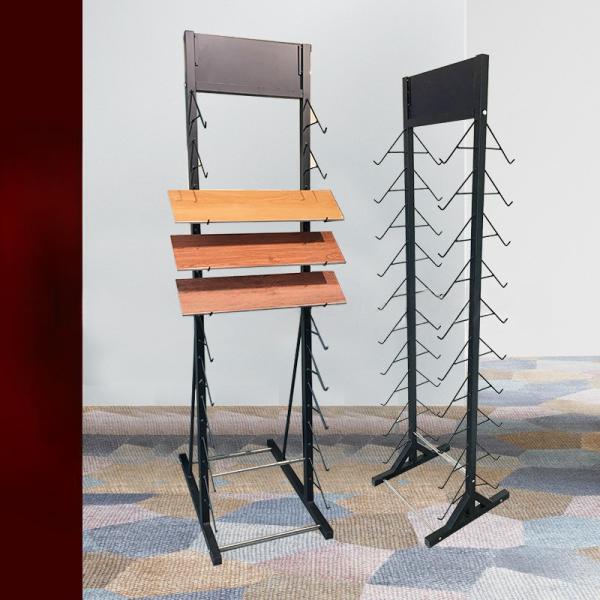 Quality Double Sided Tile Display Stand 1720mm Wooden Floor Display Rack For Showrooms for sale