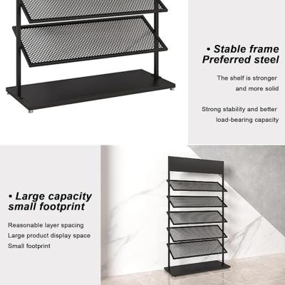 China Mesh Shelf Floor Stone Sample Display Rack Granite Sample Display Stands H140cm for sale