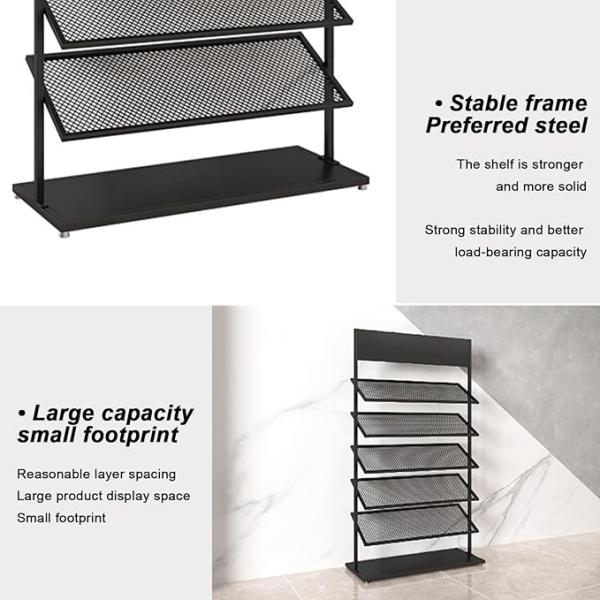 Quality Mesh Shelf Floor Stone Sample Display Rack Granite Sample Display Stands H140cm for sale