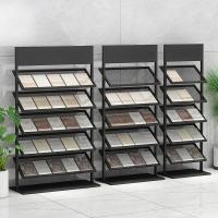 Quality Mesh Shelf Floor Stone Sample Display Rack Granite Sample Display Stands H140cm for sale
