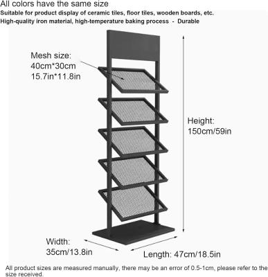 China Mesh Shelf Floor Stone Sample Display Rack Granite Sample Display Stands H140cm for sale