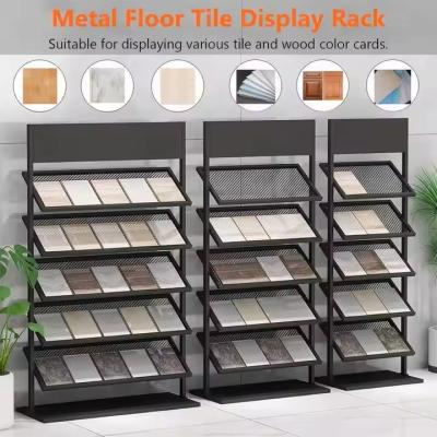 China Mesh Shelf Floor Stone Sample Display Rack Granite Sample Display Stands H140cm for sale