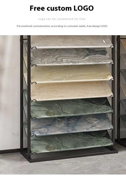 Quality Mesh Shelf Floor Stone Sample Display Rack Granite Sample Display Stands H140cm for sale
