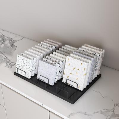 China All In One Stone Display Stand White  Multi Row Quartz Display Rack Sample Holder for sale