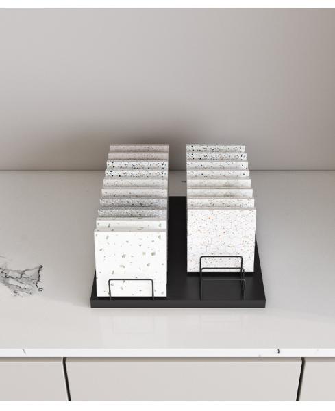 Quality All In One Stone Display Stand White Multi Row Quartz Display Rack Sample Holder for sale