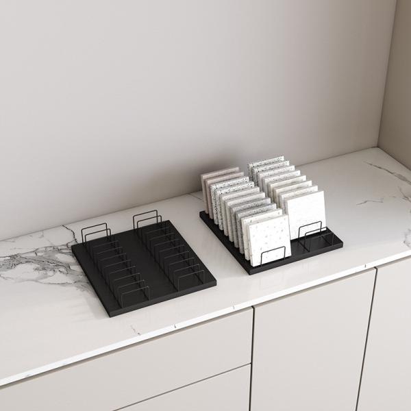 Quality All In One Stone Display Stand White Multi Row Quartz Display Rack Sample Holder for sale