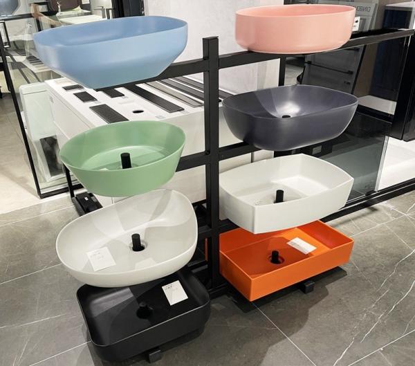 Quality Simple Metal Display Stands Bathroom Water Sink Washing Hand Basin Metal Display for sale