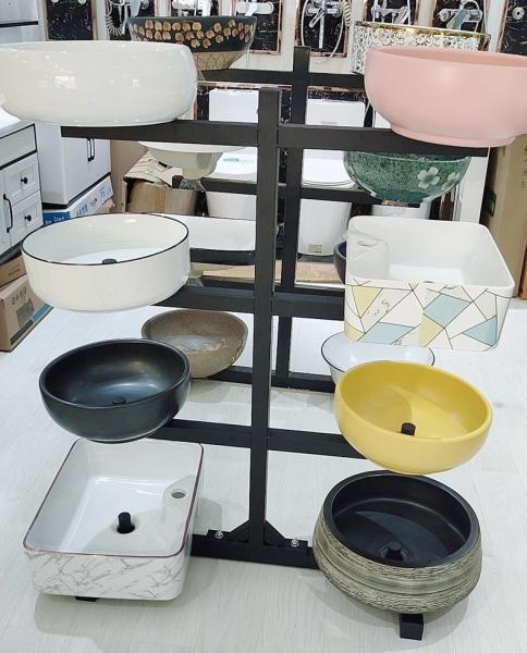 Quality Simple Metal Display Stands Bathroom Water Sink Washing Hand Basin Metal Display for sale