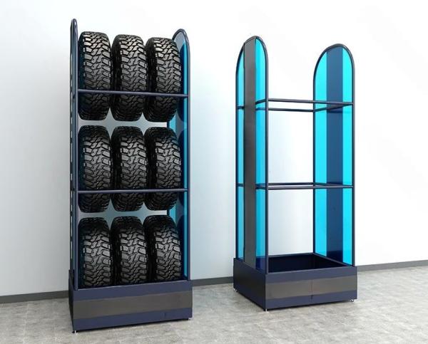 Quality Custom Silksreen Logo Metal Display Stands Trade Show Tire Storage Rack for sale