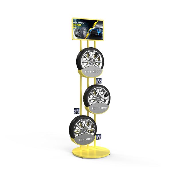 Quality Custom Silksreen Logo Metal Display Stands Trade Show Tire Storage Rack for sale