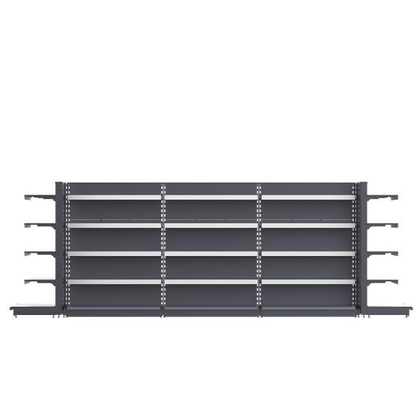 Quality 4270mm Metal Display Rack For Lozier Island Gondola Retail Store Shelving Black for sale