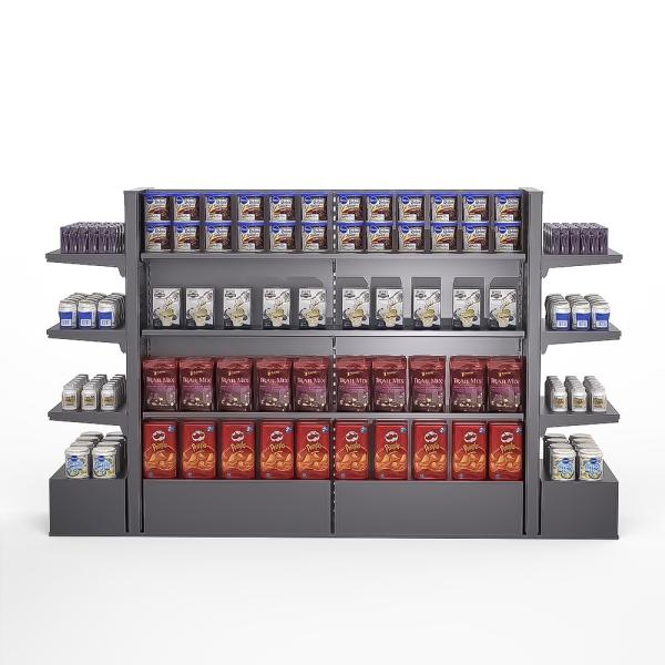Quality Custom Lozier Island Metal Display Rack Retail Gondola Shelving Units For Snacks for sale